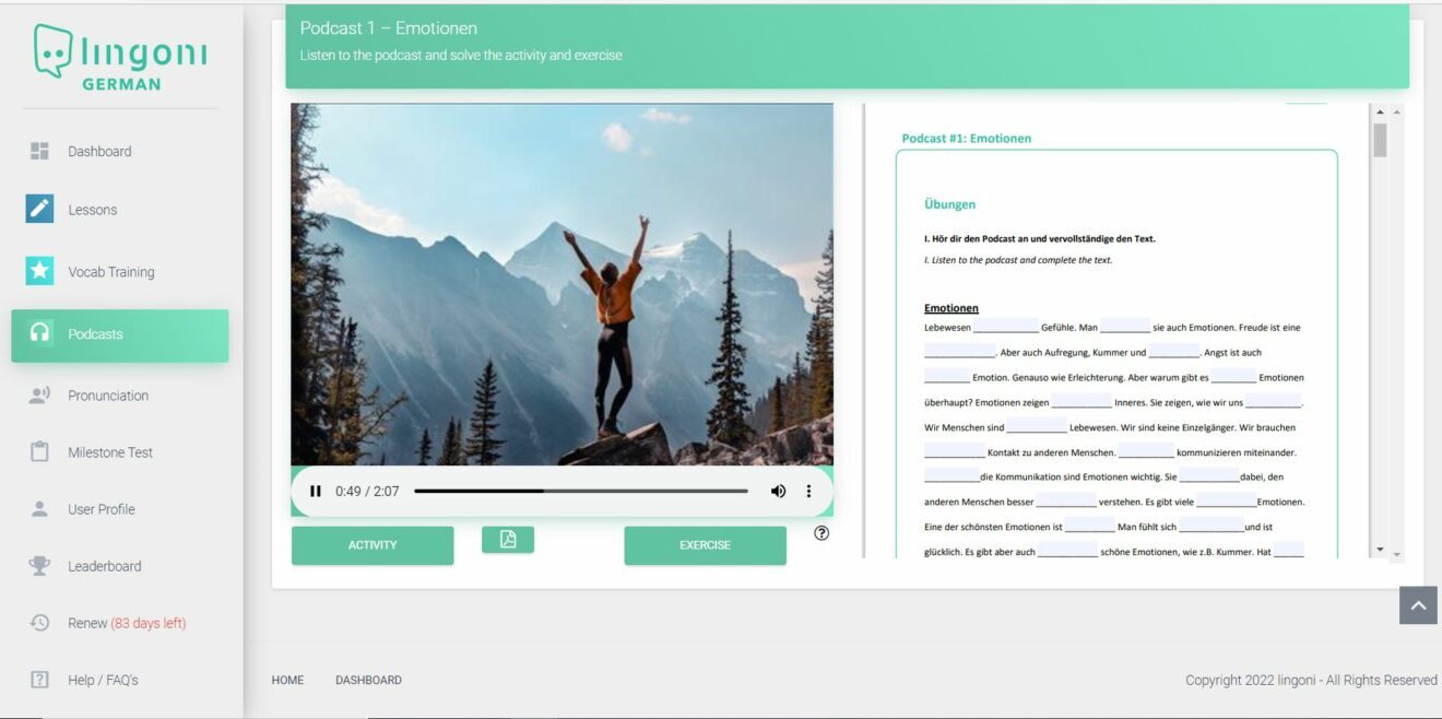 Lingoni EXPERIENCE: LEARNING German, English and french